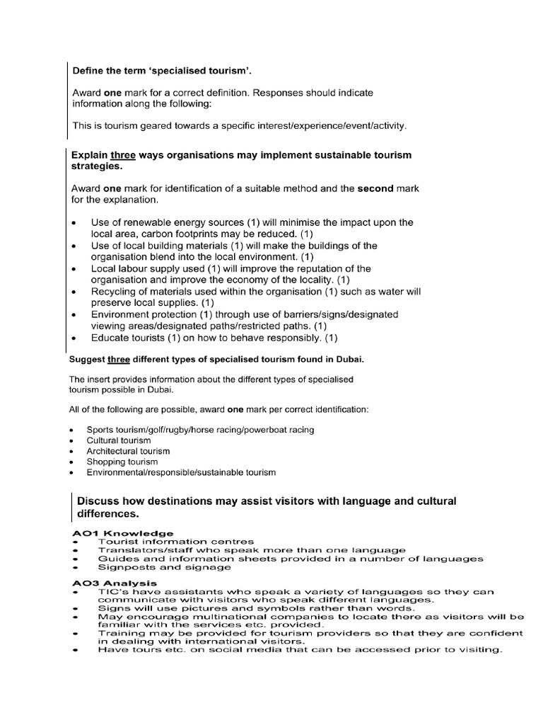 Travel and Tourism Common Questionskj | PDF