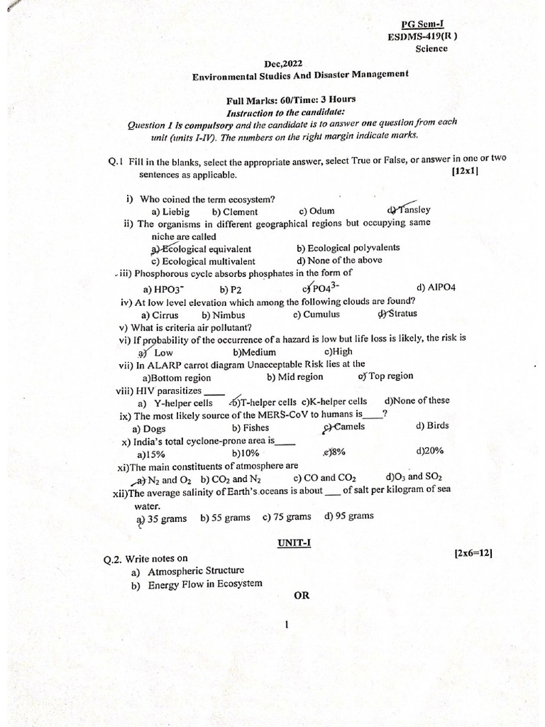 Environment Science Questions | PDF