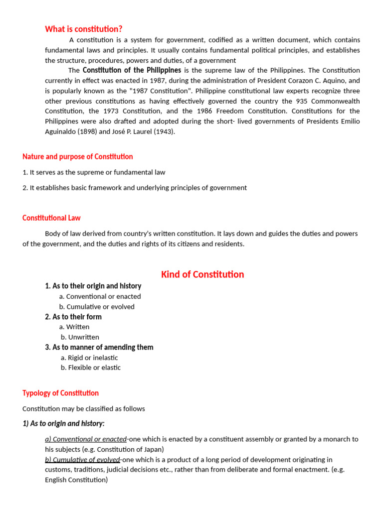 Overview of the Philippine Constitution | PDF | Constitution ...
