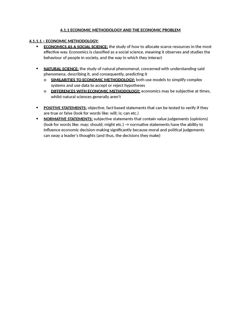 Economic Methodology and Resource Allocation | PDF | Economics ...