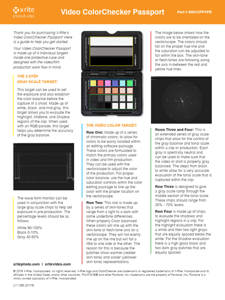 ColoChecker Passport Video QuickStartGuide en | PDF | Color Balance | Color