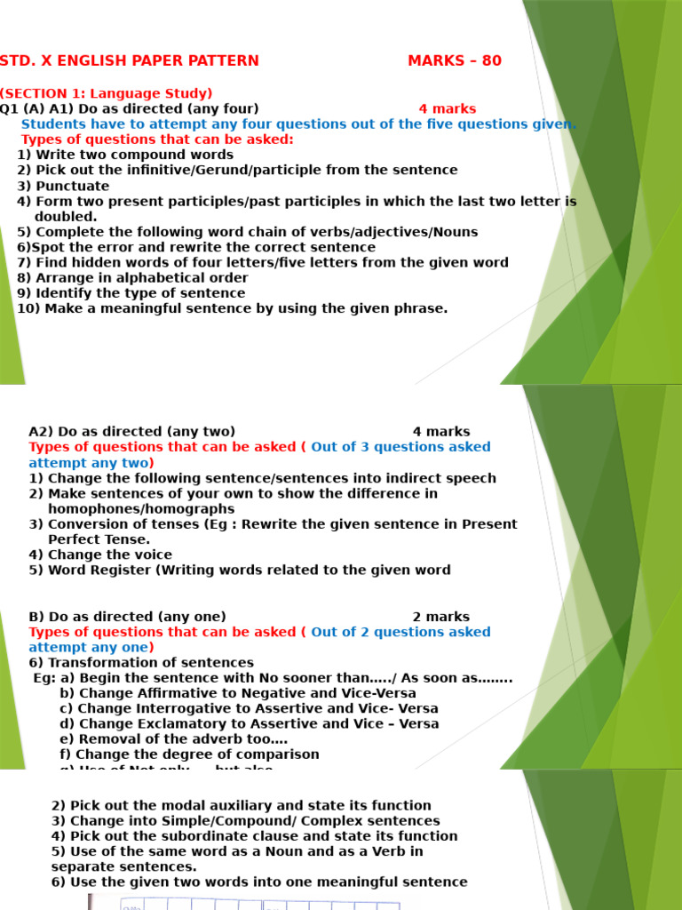 x English Paper Pattern (3) | PDF | Question | Verb