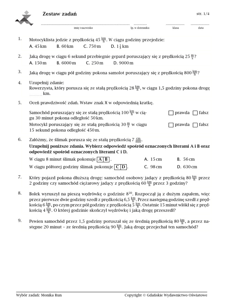Zestaw Zadan Klasa 6 | PDF
