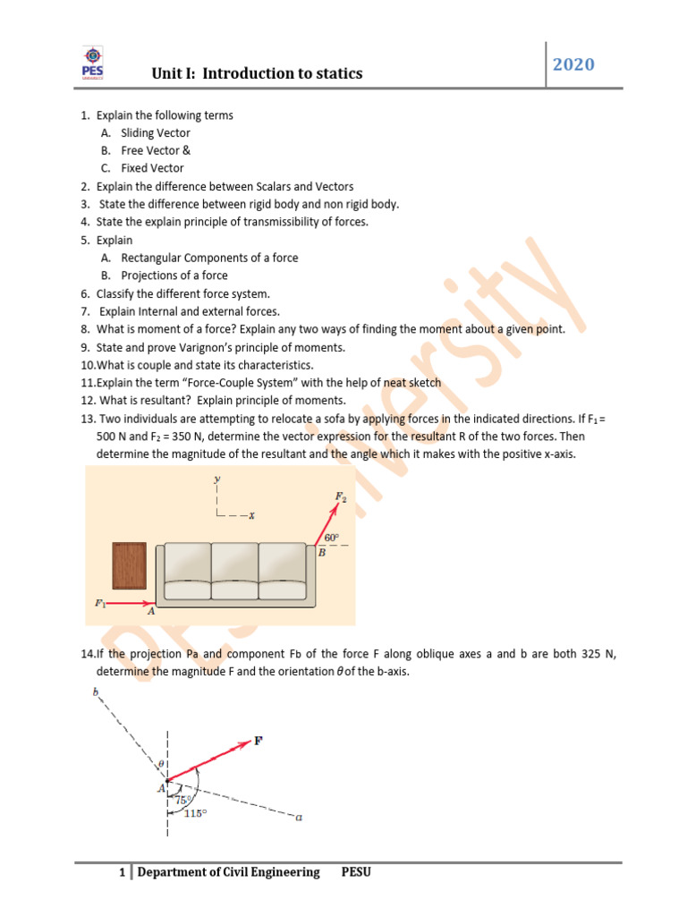 Mechanics Assignment Unit 1 (1) | PDF | Force | Euclidean Vector