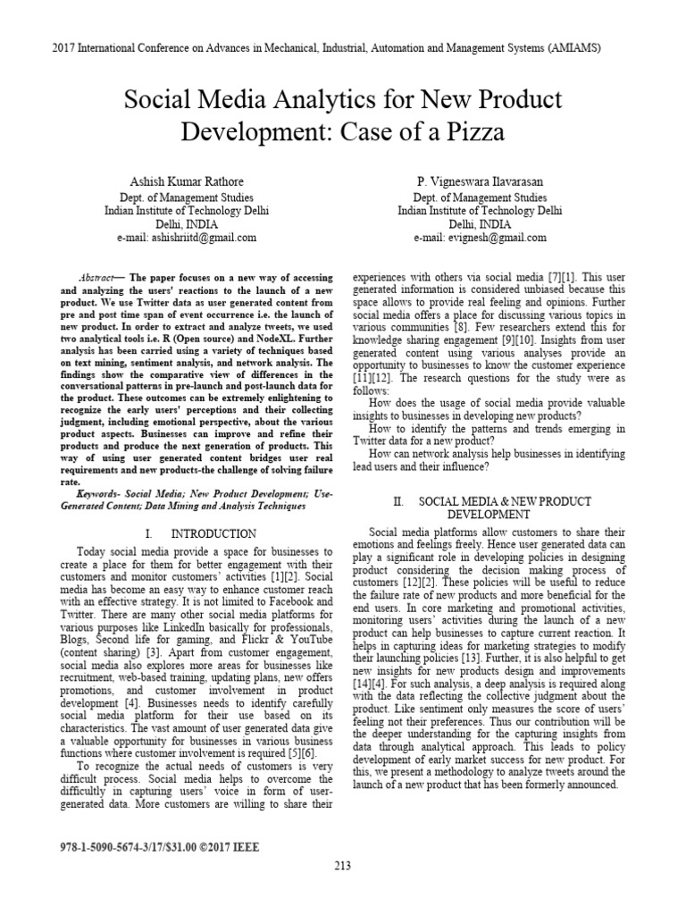 Social Media Analytics for New Product Development: Case of a Pizza | PDF | Social Media ...