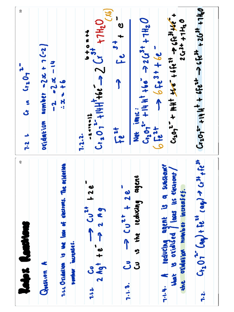 Redox Reactions-Homework! | PDF