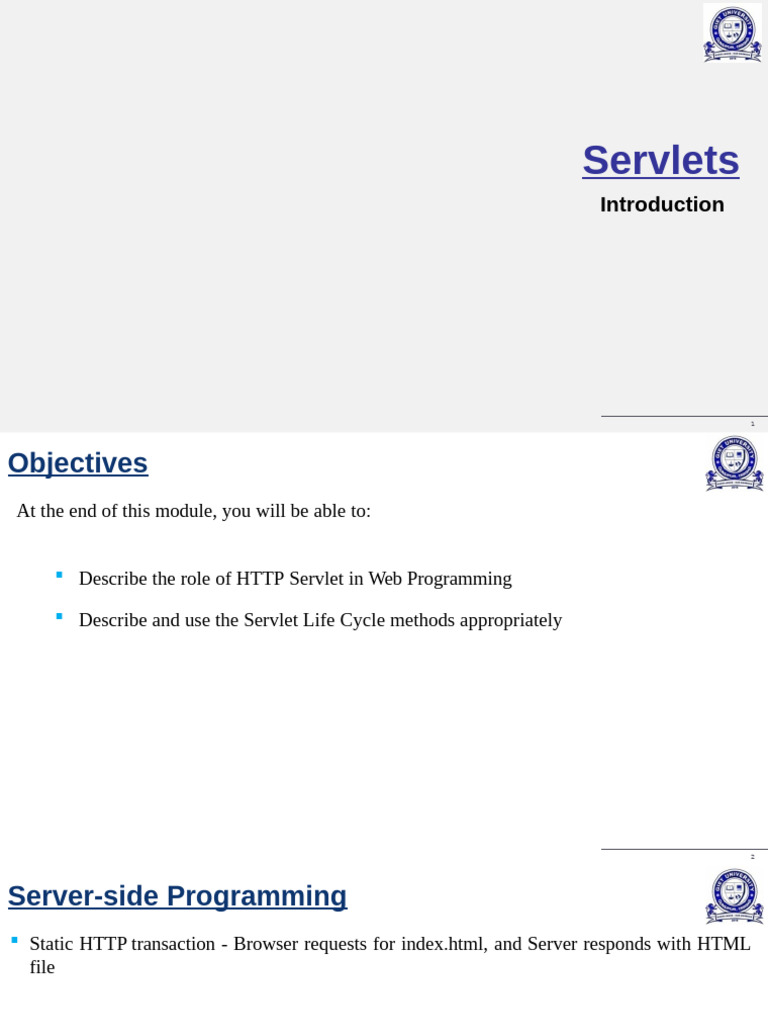 SERVLETS 01 - Introduction to Servlets | PDF | Networking | Web Server
