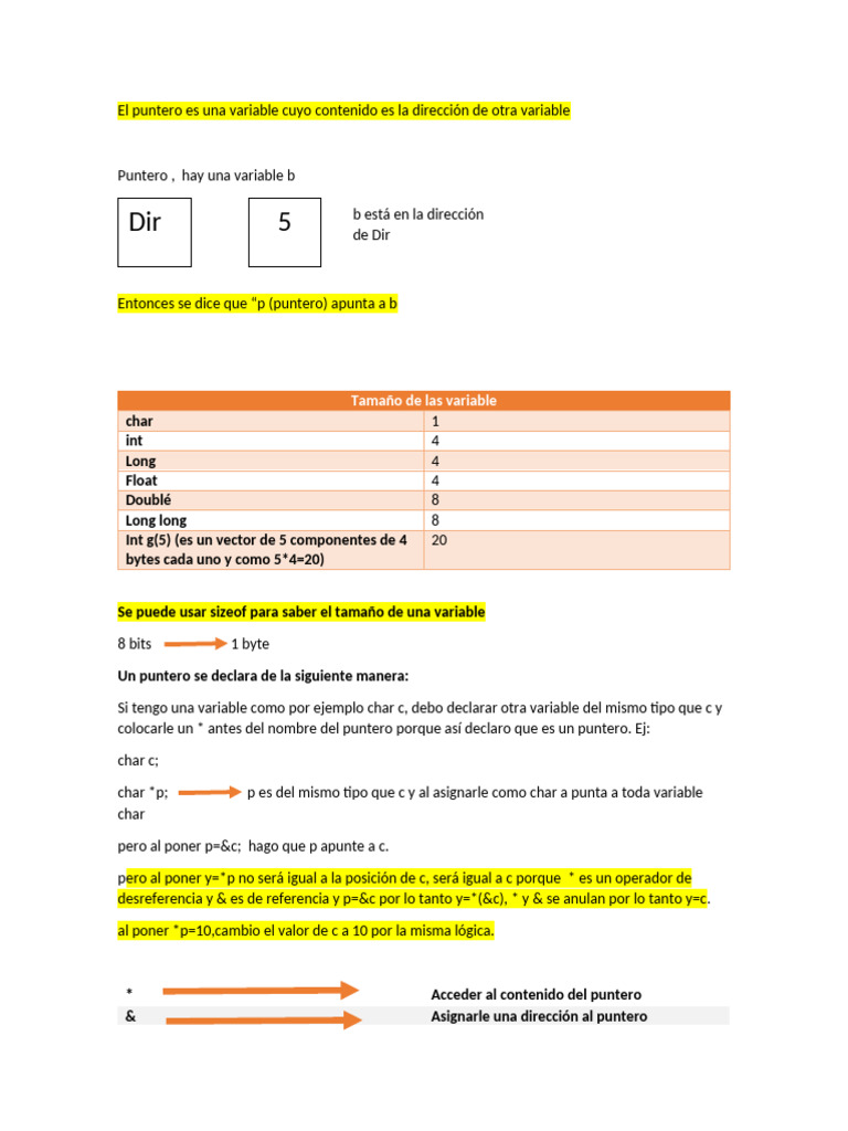 Punteros | PDF | Puntero (Programación de computadora) | Programación de computadoras