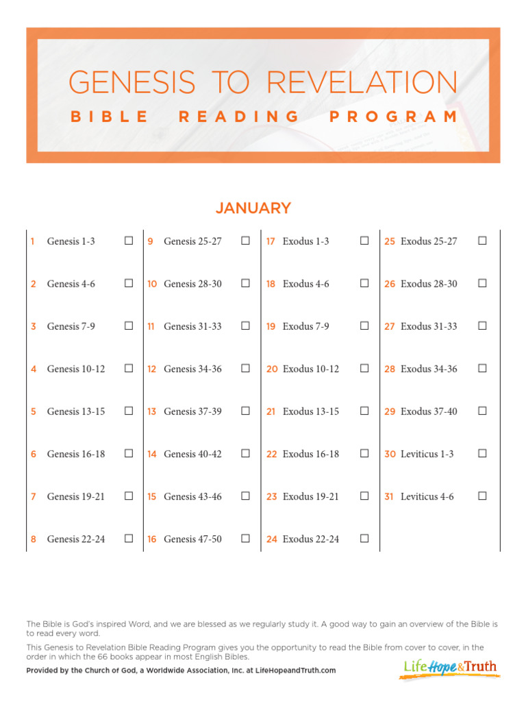 Bible Reading Program: Genesis to Revelation | PDF | Books Of ...