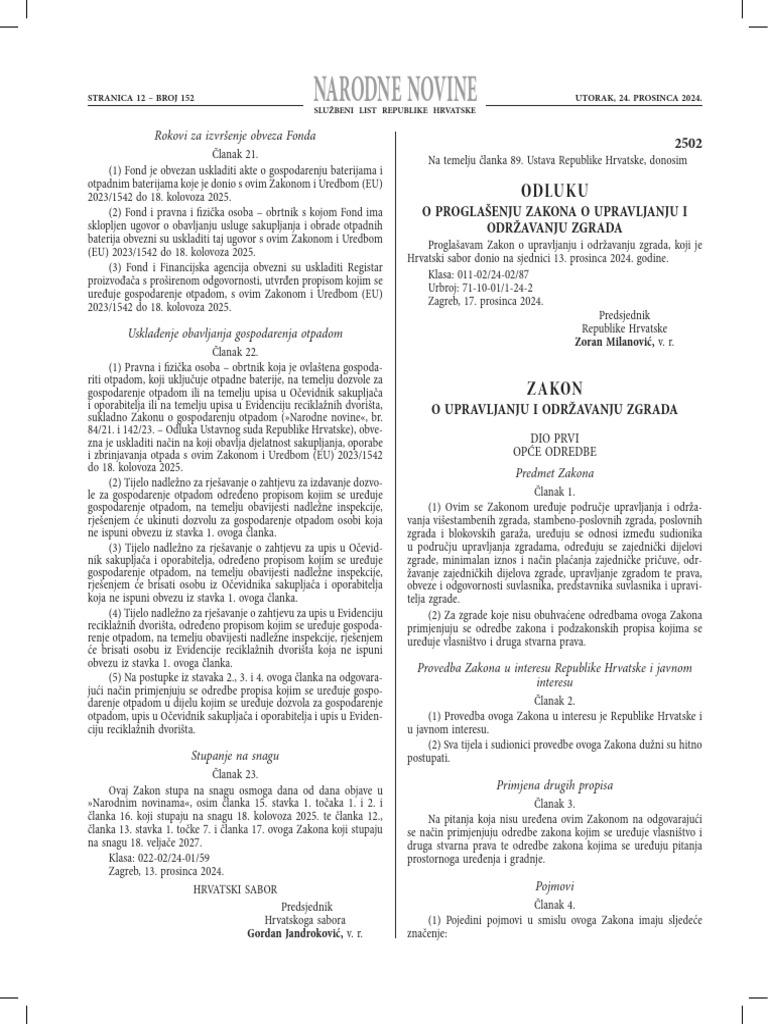 zakon o odrzavanju zgrada | PDF