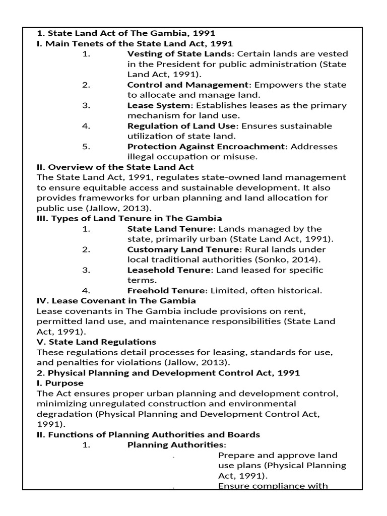 State Land Act Overview and Tenure Types | PDF