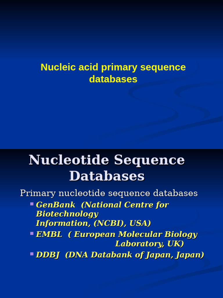 Nucleotide Databases | PDF | National Center For Biotechnology ...