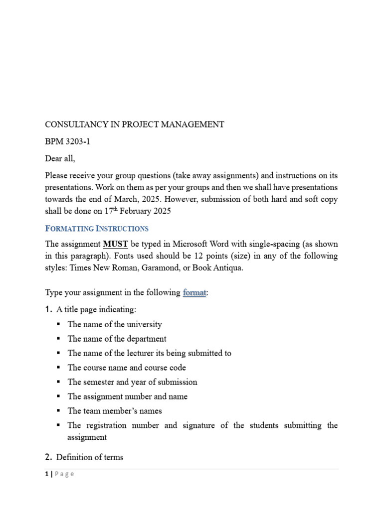 Project Management Consultancy Assignments | PDF