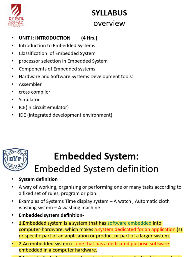 Embedded Systems Course Syllabus | PDF | Embedded System | Assembly ...