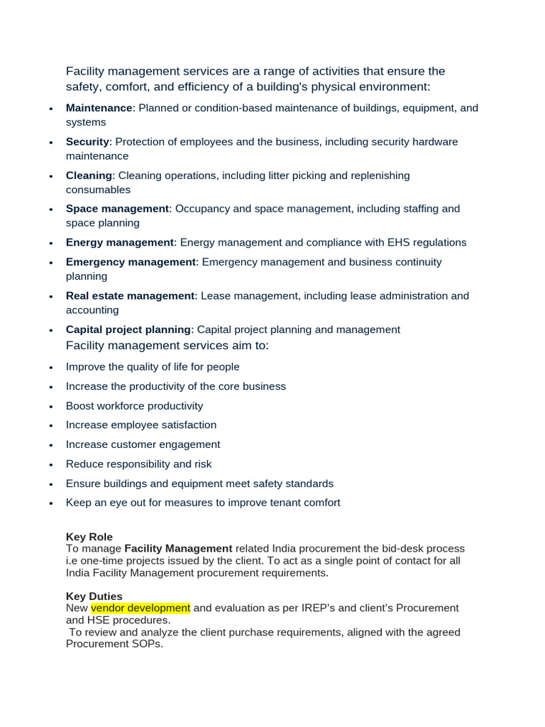 facility Management | PDF | Business | Economies