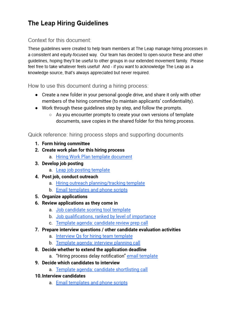 The Leap Hiring Guidelines | PDF | Recruitment
