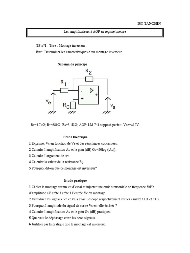 Montage Inverseur AOP : Étude et Pratique | PDF