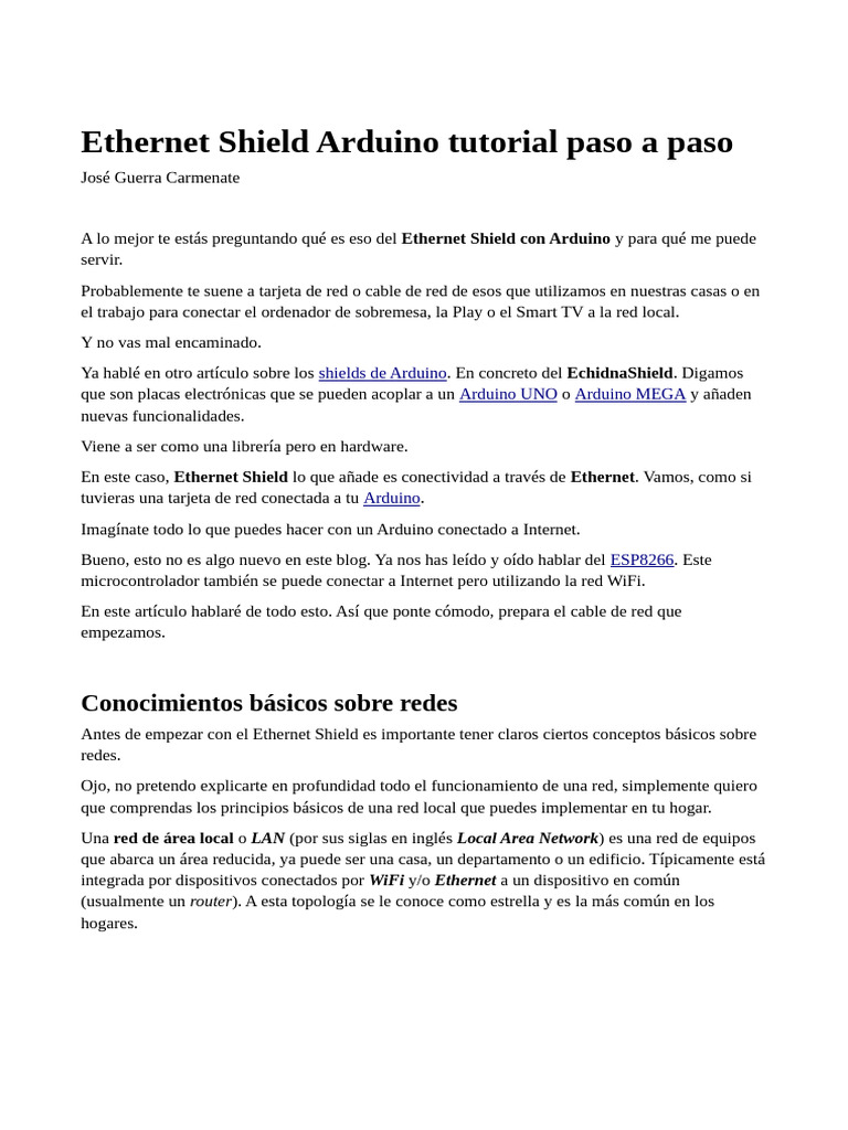 Guía Ethernet Shield para Arduino | PDF | Redes | Internet y web
