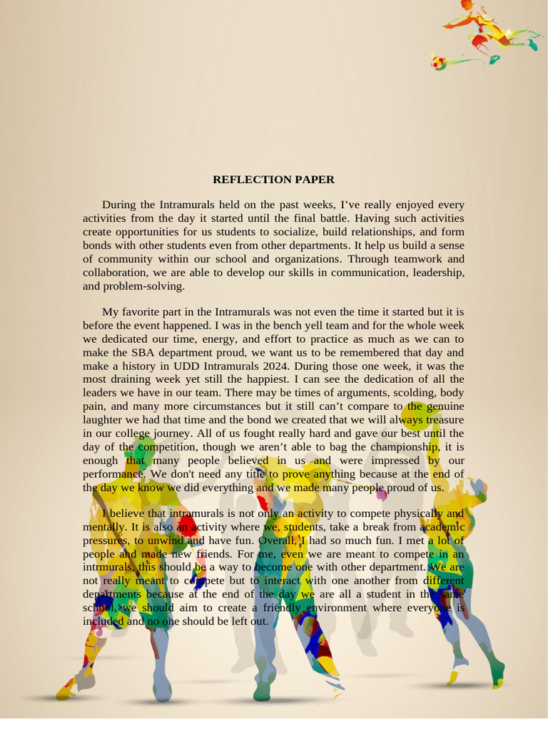 Intramurals Reflection: Teamwork & Growth | PDF