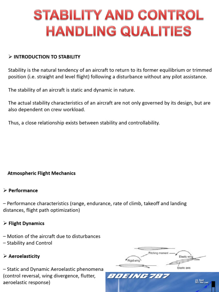 Aircraft Stability and Control Overview | PDF | Aircraft | Fluid Dynamics