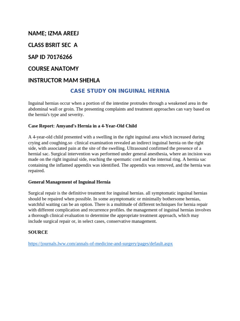 Anatomy Assignment Case Study | PDF