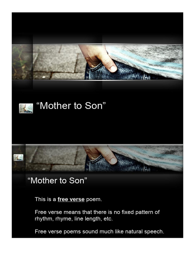 Mother To Son - Langston Hughes | PDF | Poetry