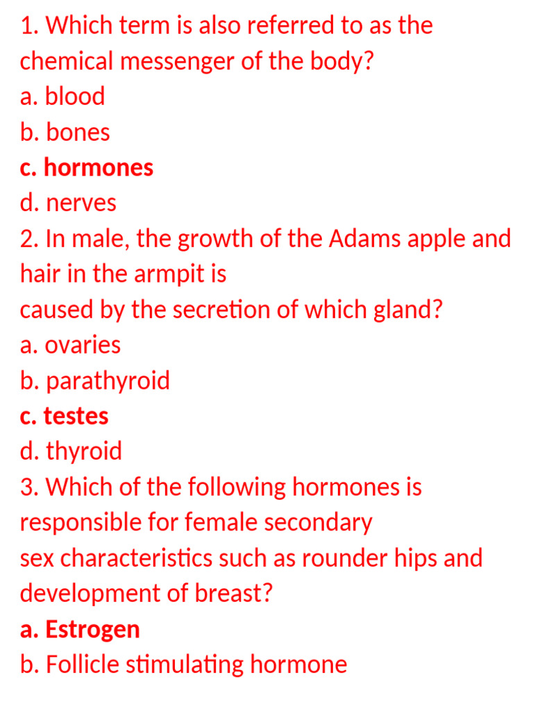G10 Questions Reproductive System | PDF | Luteinizing Hormone ...