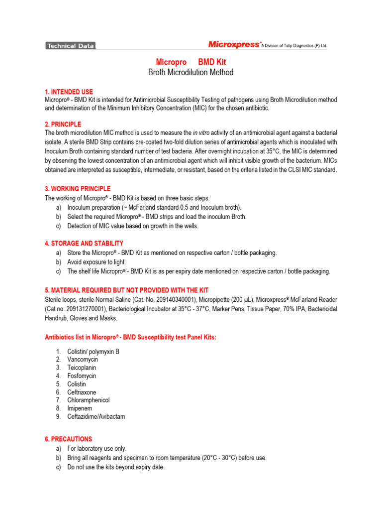 Micropro®-Bmd-Kit Technicaldetails 106720240330.072737 | PDF | Microbiology