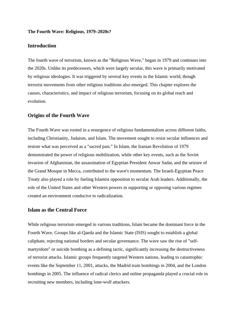 Summary of Chapter 5, Waves of Global Terrorism by David C. Rapoport | PDF | Islamism | Extremism