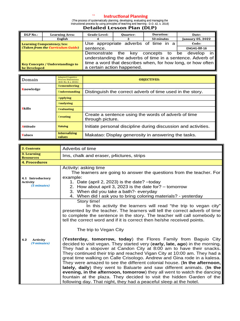 DLP-english-4 (2) | PDF | Learning | Lesson Plan