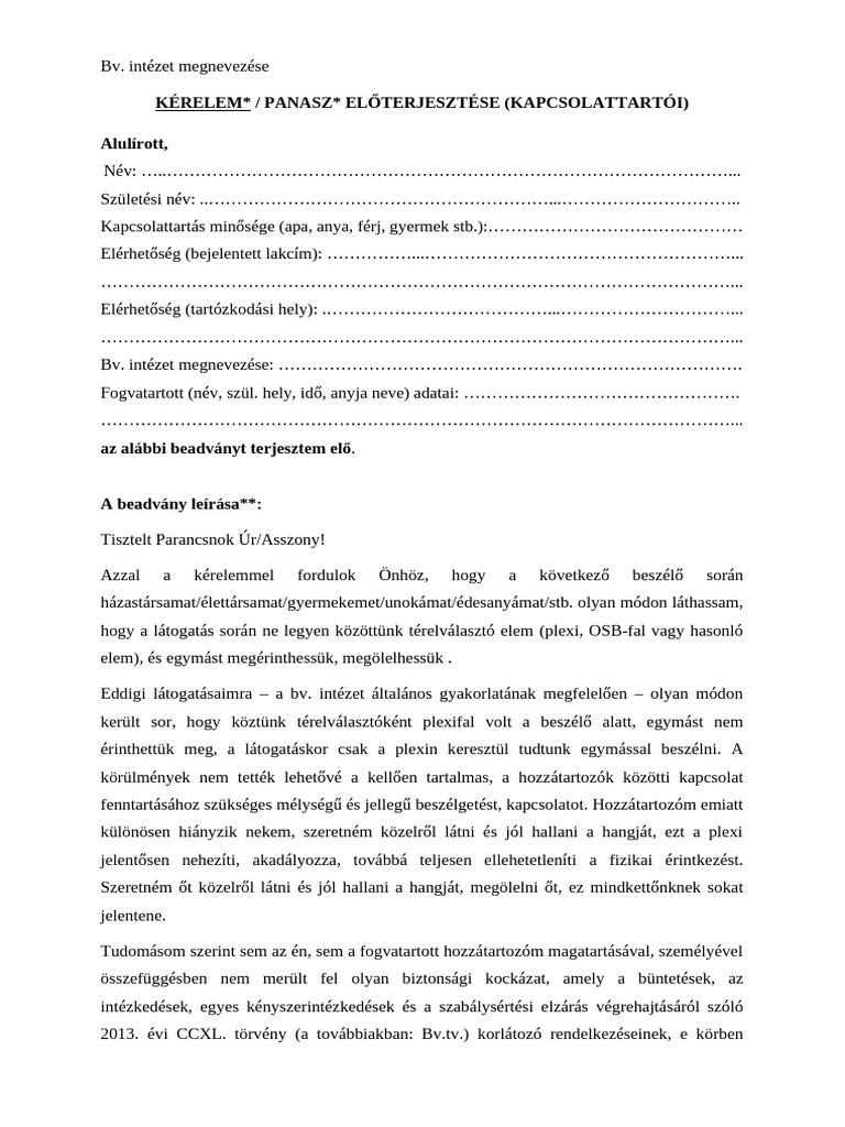 1 BV Kerelem Minta Hozzatartozo Plexi 231215 | PDF