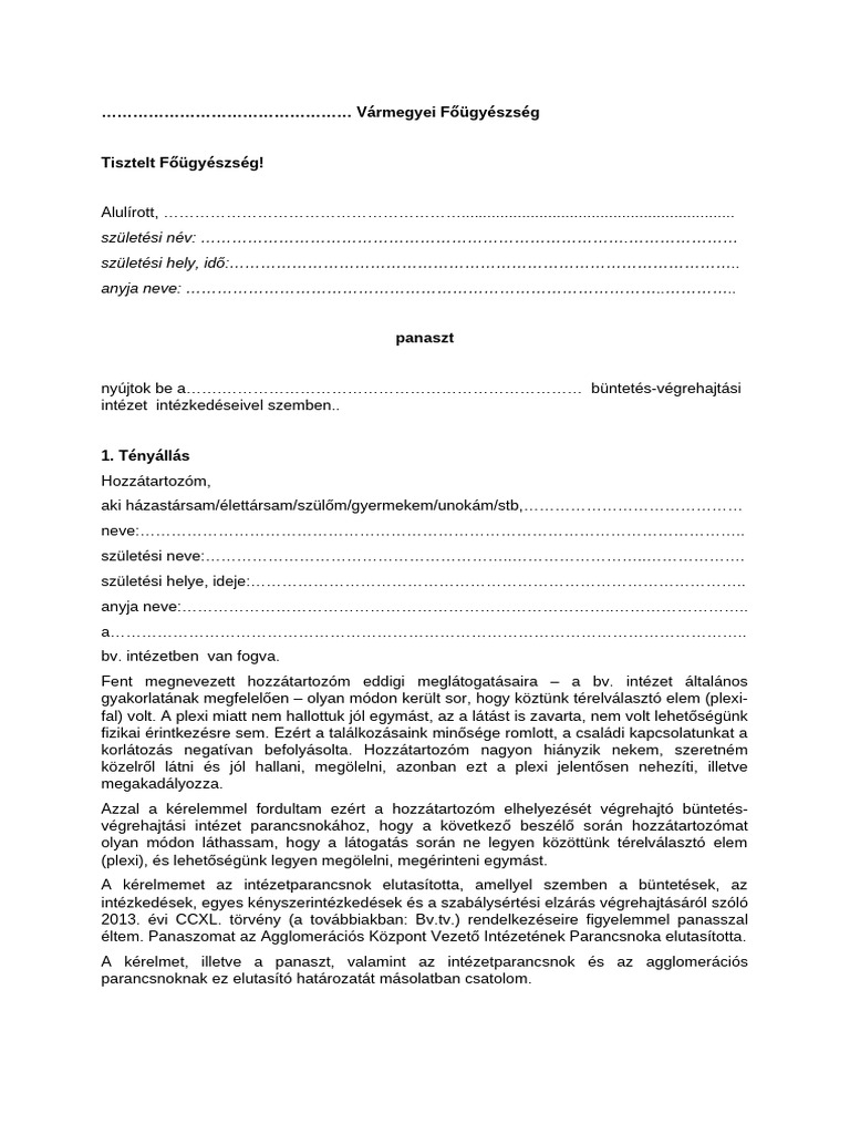 3 Fougyeszseg Panasz Minta Hozzatartozo Plexi 231215 | PDF