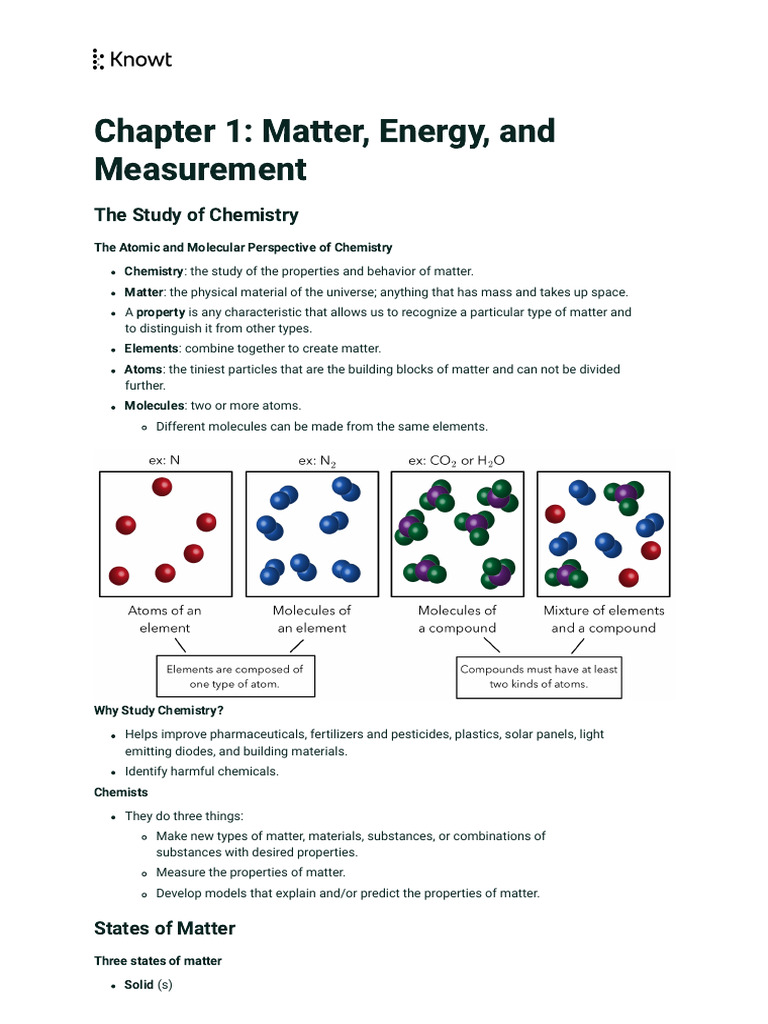 Chapter 1 Matter Energy and Measurement | PDF | Calorie | Significant Figures