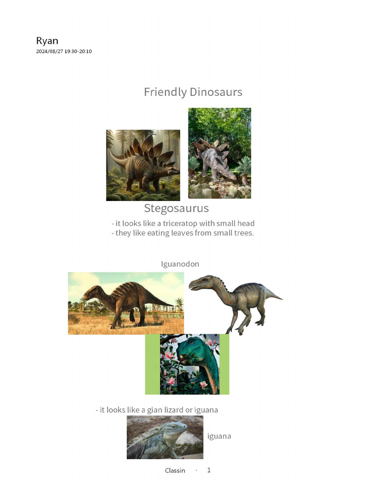 Friendlly Dinosaurs | PDF