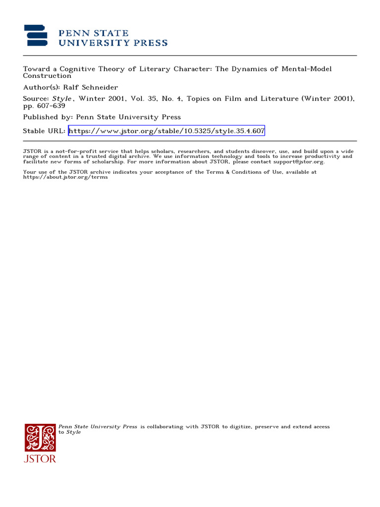 Schneider - Toward A Cognitive Theory of Literary Character - The ...
