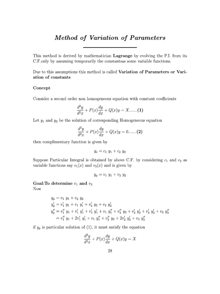 Module 1.2 - Variation of Parameter | PDF