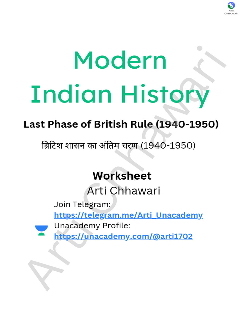 Arti ChhawariLast Phase of British Rule 1940-1950 1738399580106 | PDF