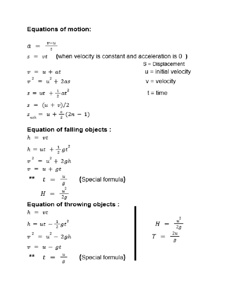 Equations of Motion | PDF