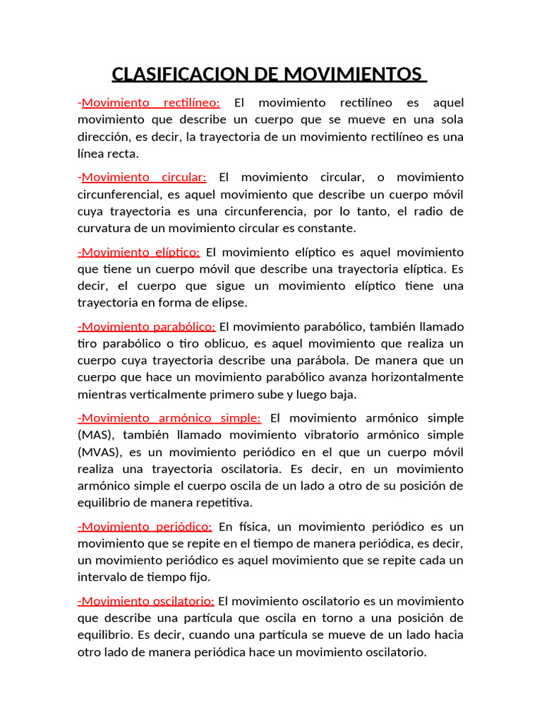 Tipos de Movimientos en Física | PDF