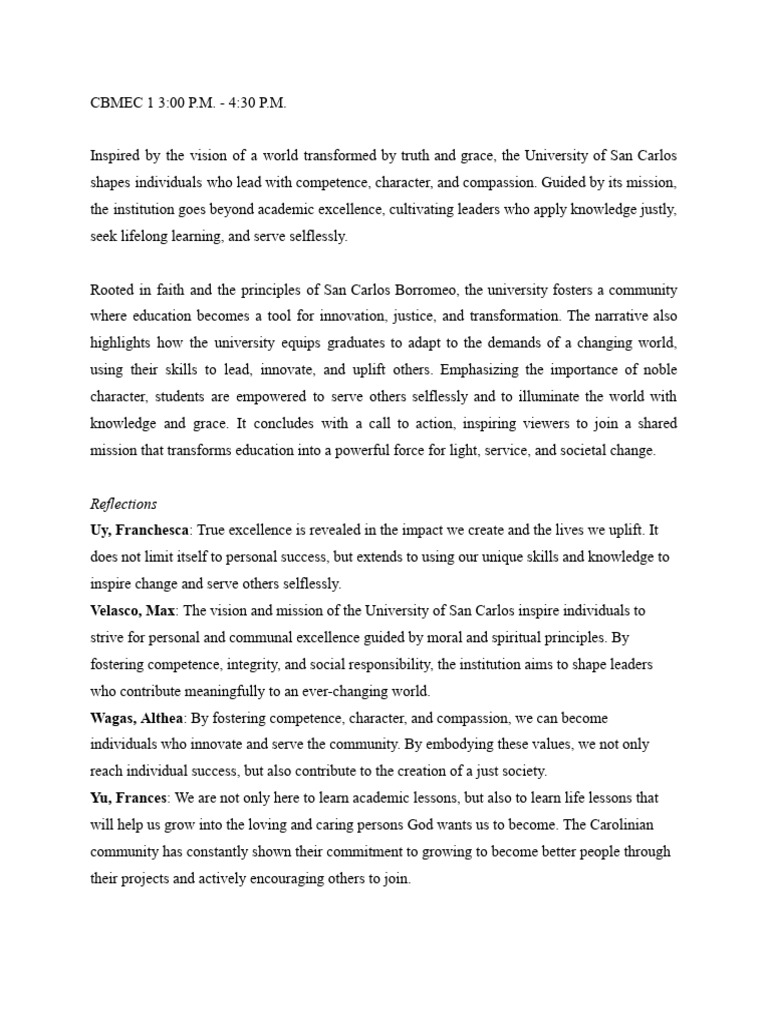 CBMEC Group 8 Video Reflection | PDF