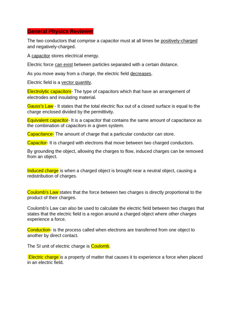 Physics Capacitors & Electric Fields | PDF