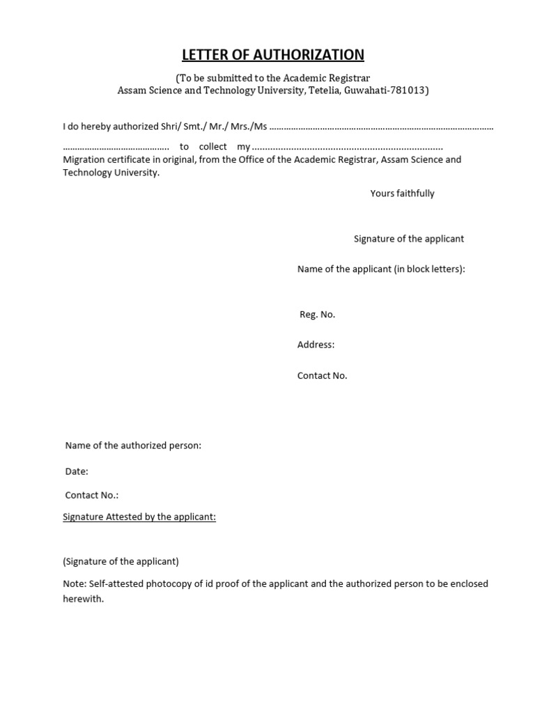 Letter of Authorization 1 | PDF
