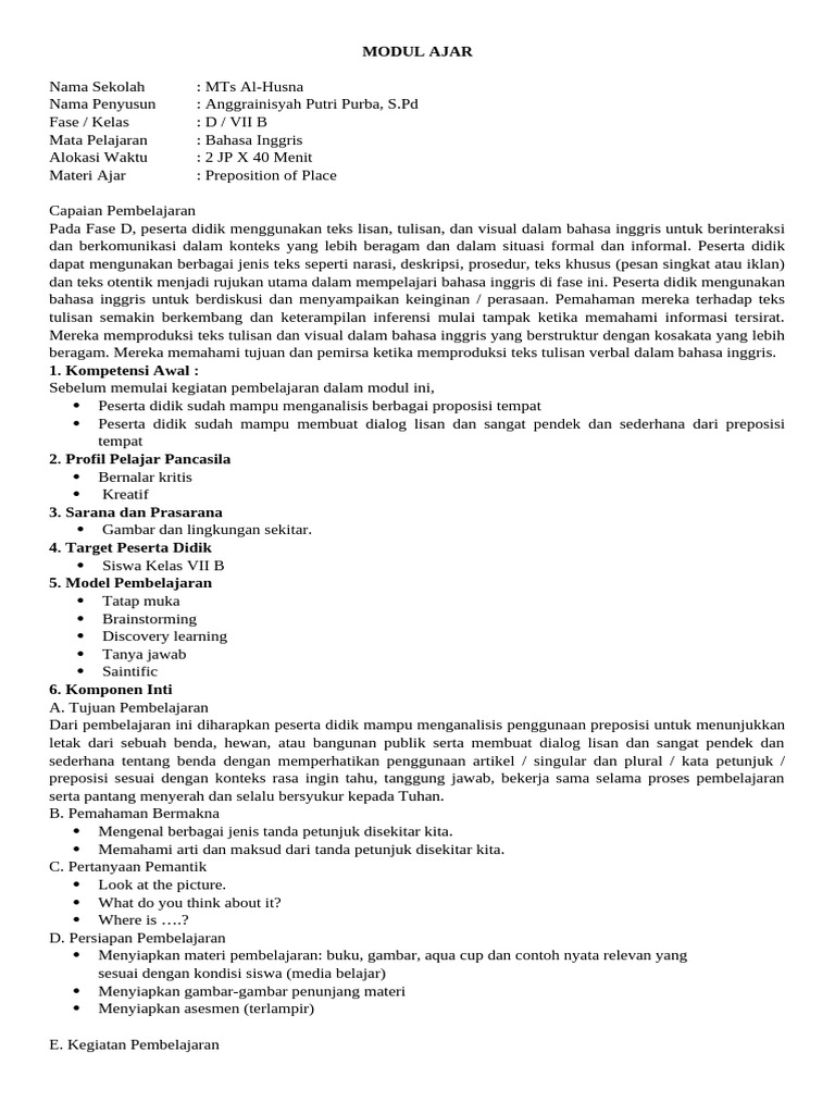 MODUL AJAR (1) | PDF