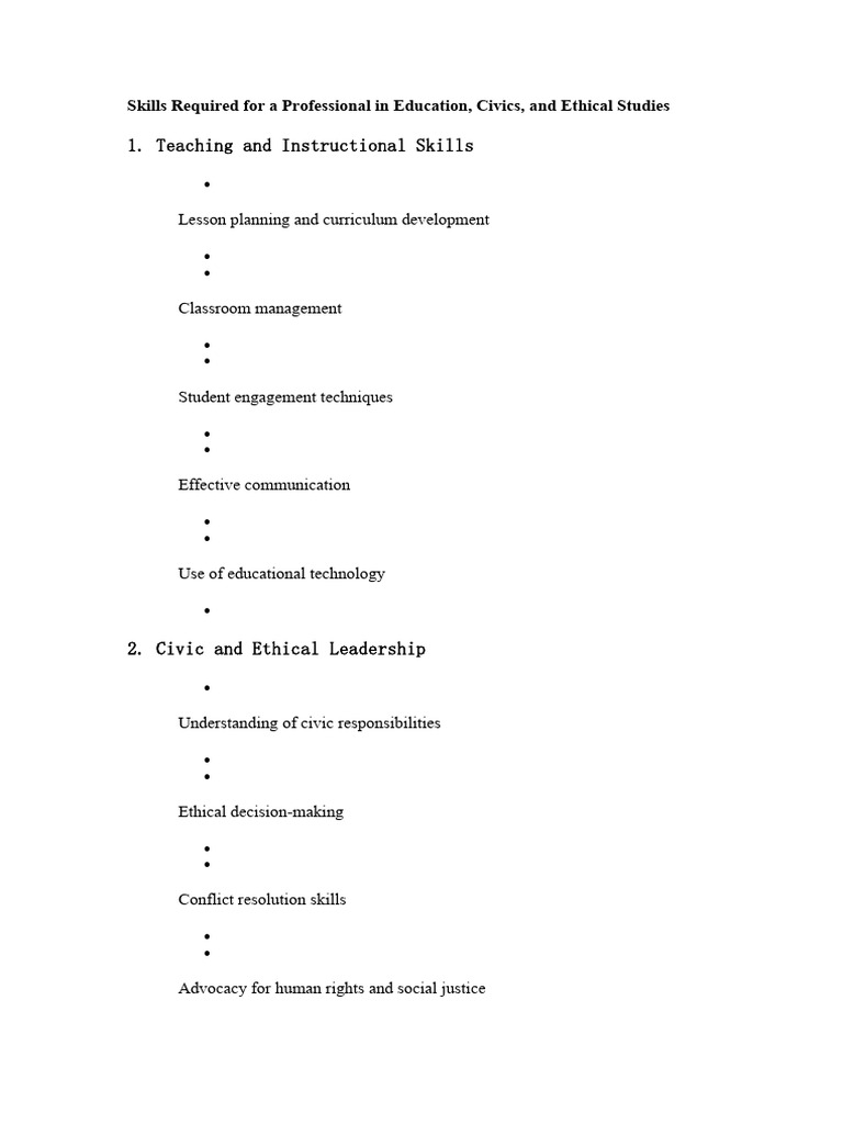Skills Required For A Professional in Education | PDF | Educational ...