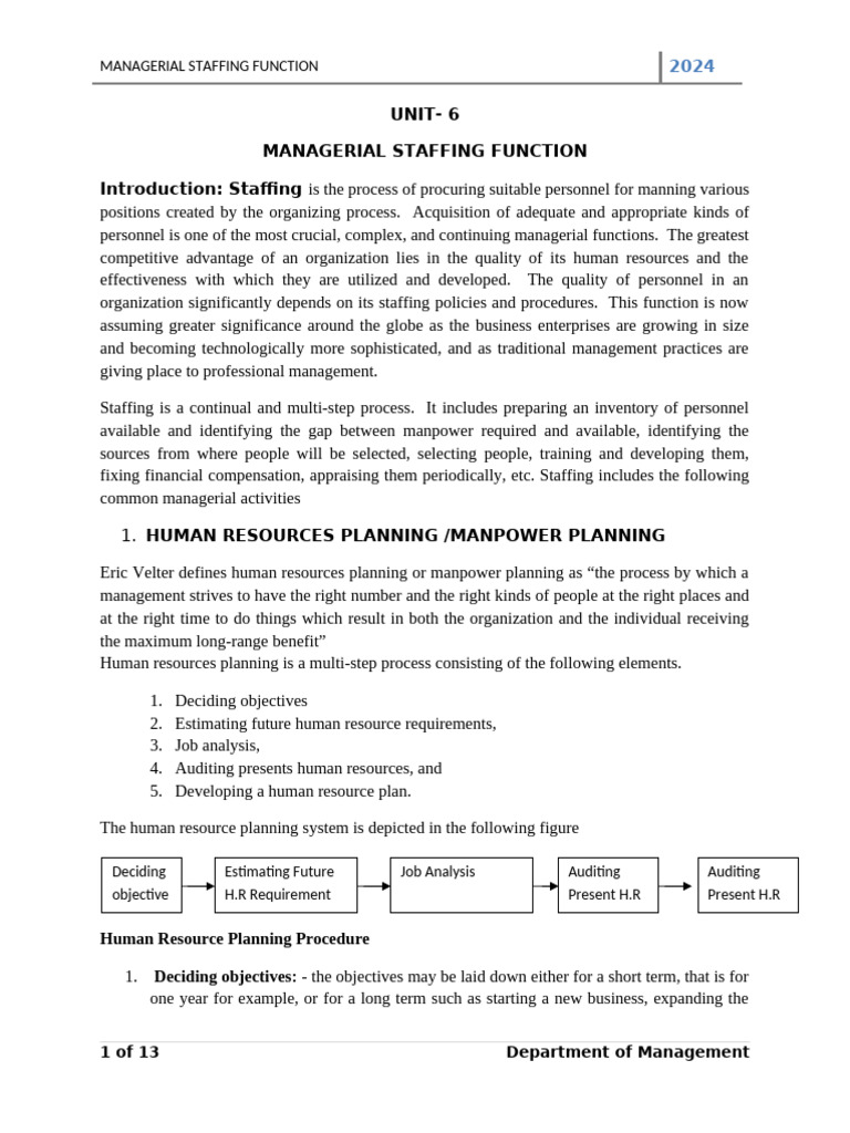 Unit 6 Managerial Staffing | PDF | Employment | Recruitment