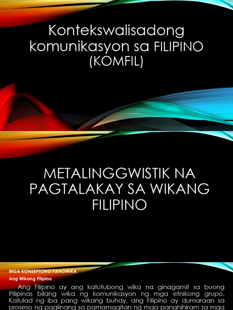 Kontekswalisadong Komunikasyon Sa Filipino Komfil Power Point | PDF