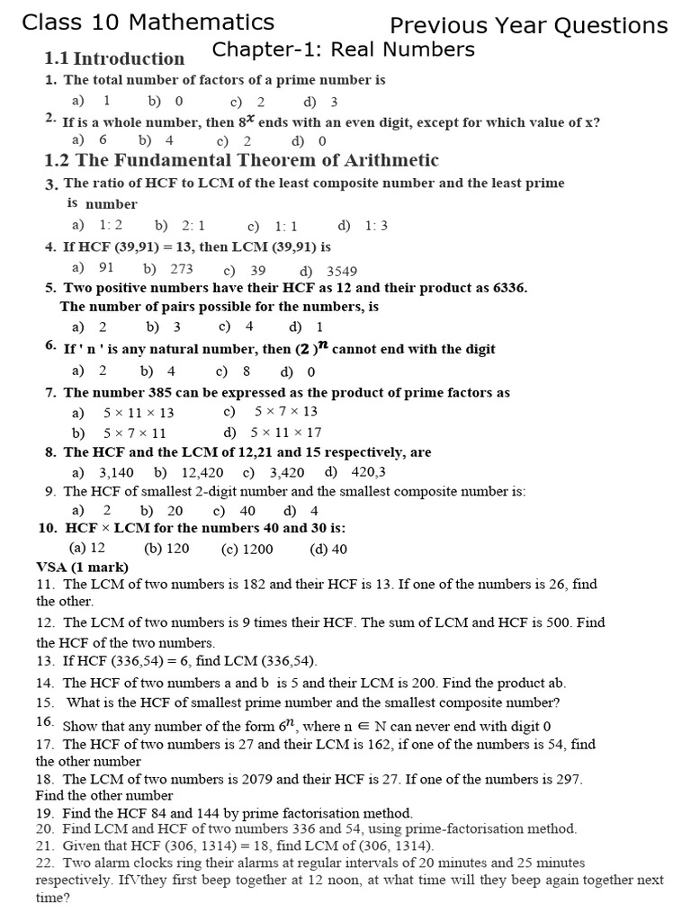 Chapter 1 - Real Numbers Questions | PDF | Numbers | Mathematical Objects