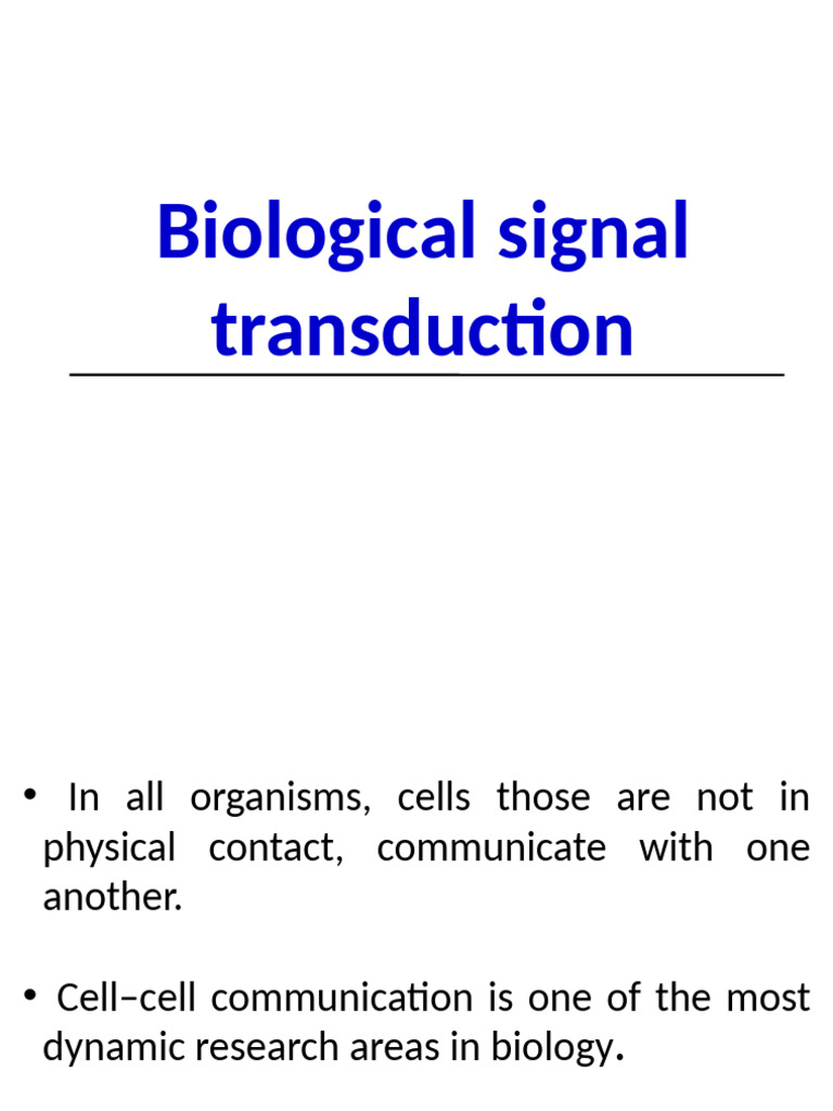 Biological Signal Transduction | PDF | Cell Signaling | Signal Transduction