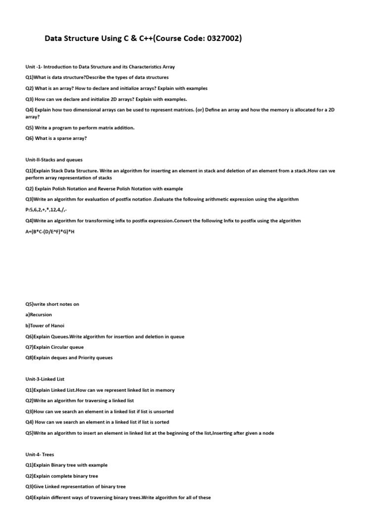 Important questions | PDF | Algorithms And Data Structures | Computer Programming