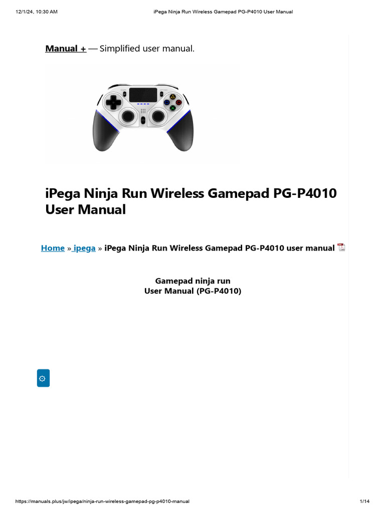 IPega Ninja Run Wireless Gamepad PG-P4010 User Manual | PDF | Android (Operating System ...